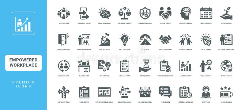 Empowered Autonomous Workplace Environment Collection Icons Concepts ...