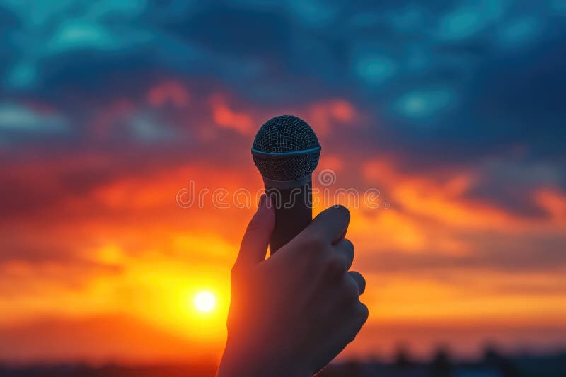 Empowered Business Woman Speaking with Microphone at Conference during ...