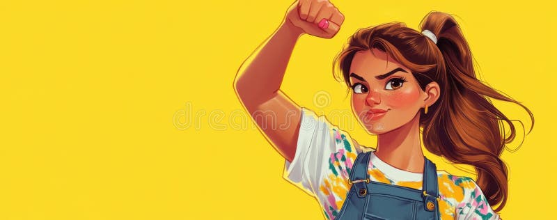 Empowered Girl in Bold Style Stock Illustration - Illustration of happy ...