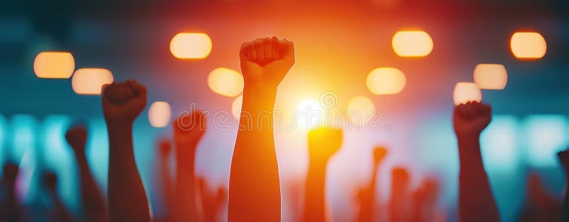 People Raised Hands Unity Celebration Positive Gesture Stock Photos ...