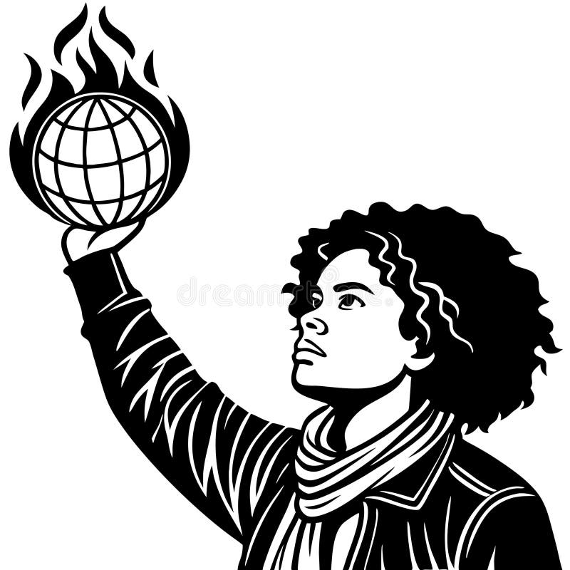Empowered Individual Holding Burning Globe Representing Climate ...