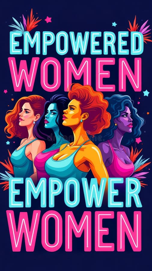 Empowered Women Empower Women Text with Diverse Group Illustration Stock Photo - Image of ...