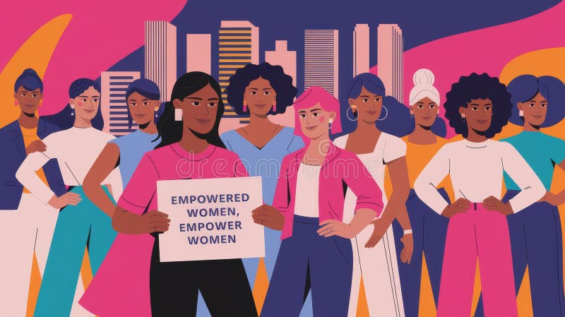 Empowered Women Empower Women Text with Diverse Group Illustration ...