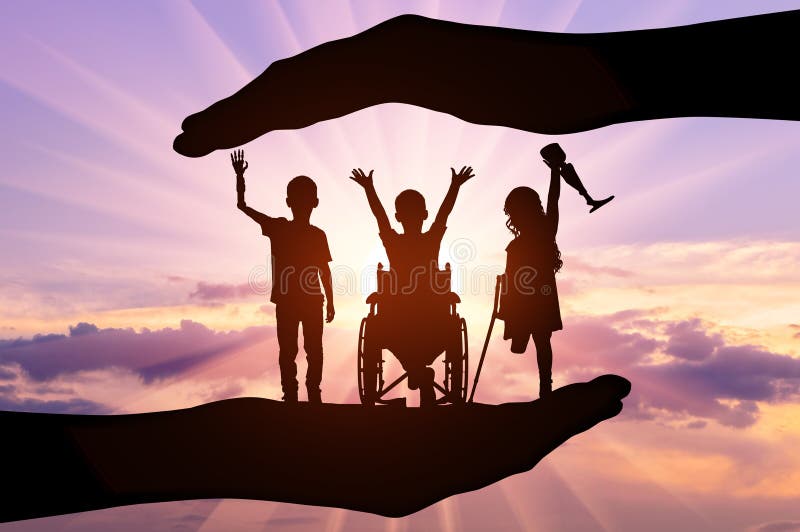 Empowering Children with Disabilities Silhouette Stock Image - Image of ...