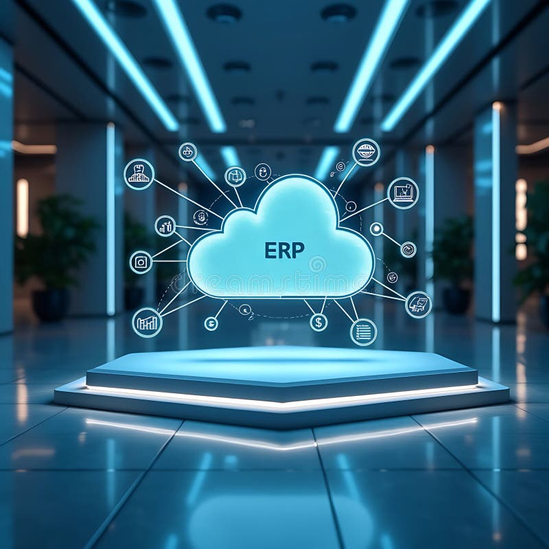 Empowering Enterprises with Scalable and Flexible Cloud ERP Solutions. Stock Illustration ...