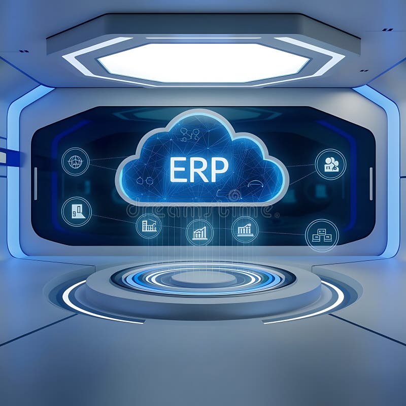 Empowering Enterprises with Scalable and Flexible Cloud ERP Solutions. Stock Illustration ...