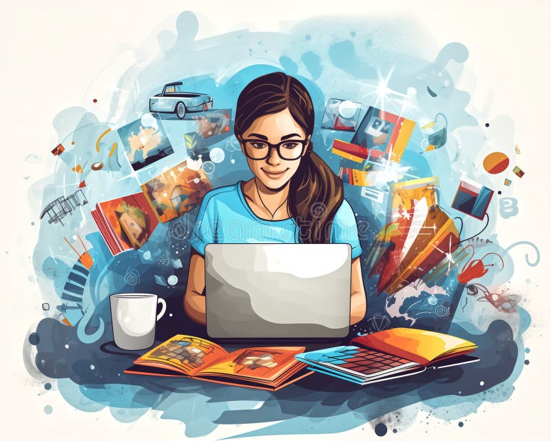 Empowering Minds through Online Learning Stock Illustration ...
