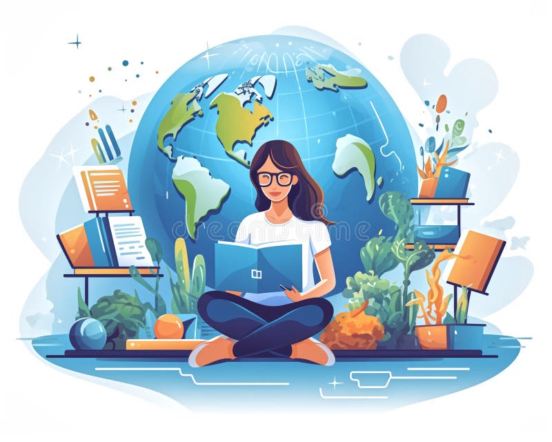 Empowering Minds through Online Learning Stock Illustration ...