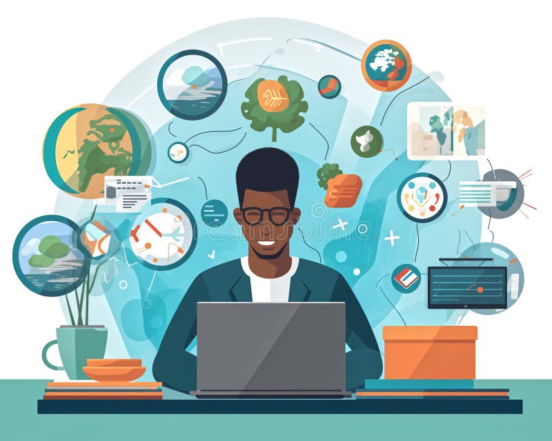 Empowering Minds through Online Learning Stock Illustration ...