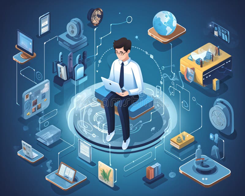 Empowering Minds through Online Learning Stock Illustration ...