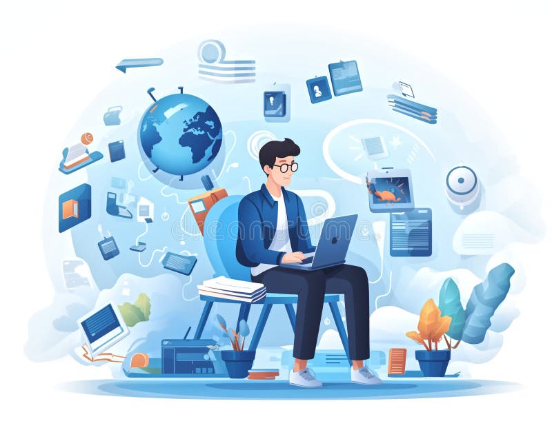 Empowering Minds through Online Learning Stock Illustration ...