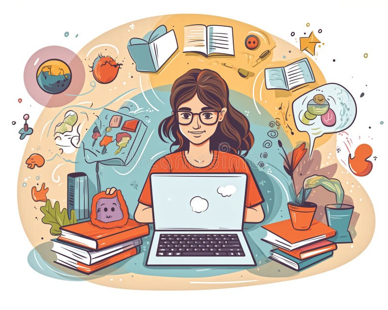 Empowering Minds through Online Learning Stock Illustration ...