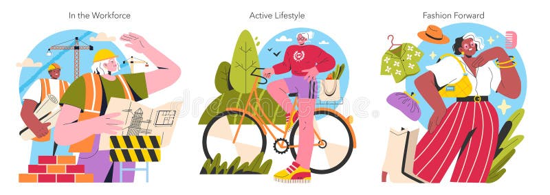 Empowering Older Women. Flat Vector Stock Vector - Illustration of ...