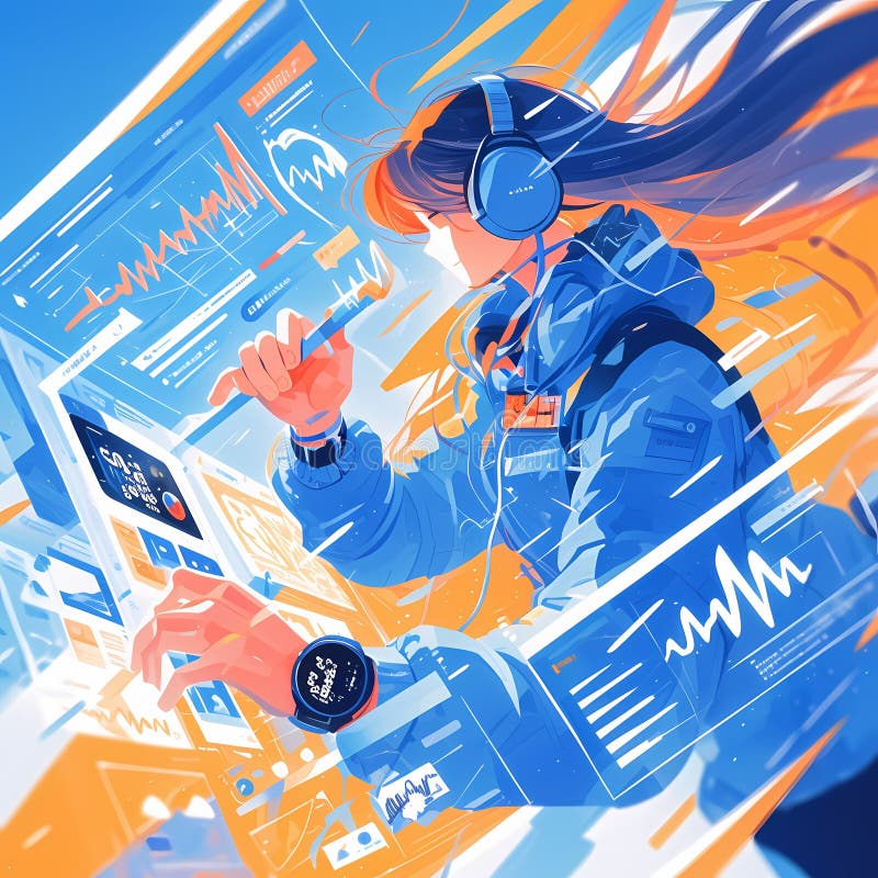 Empowering Technology - Modern Workstation with Data Streams Stock ...