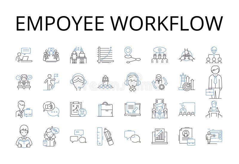 Empoyee Workflow Line Icons Collection. Staff Process, Personnel ...