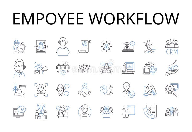 Empoyee Workflow Line Icons Collection. Staff Process, Personnel ...