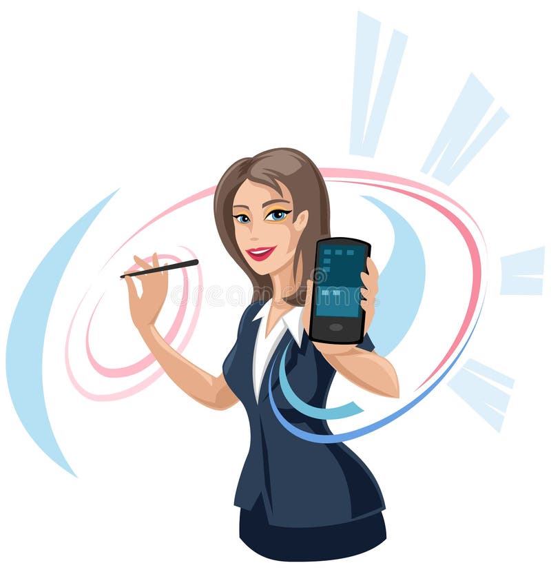 Empresarias con PDA/MDA ilustración del vector. Ilustración de datos ...