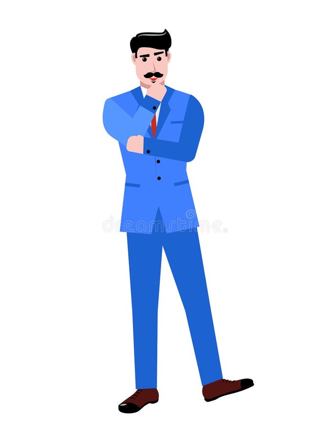 Empresario De Traje Azul Con Seria Mirada Reflexiva Aislado Sobre Fondo ... Empresario De Traje Azul Con Seria Mirada Reflexiva Aislado Sobre Fondo ...