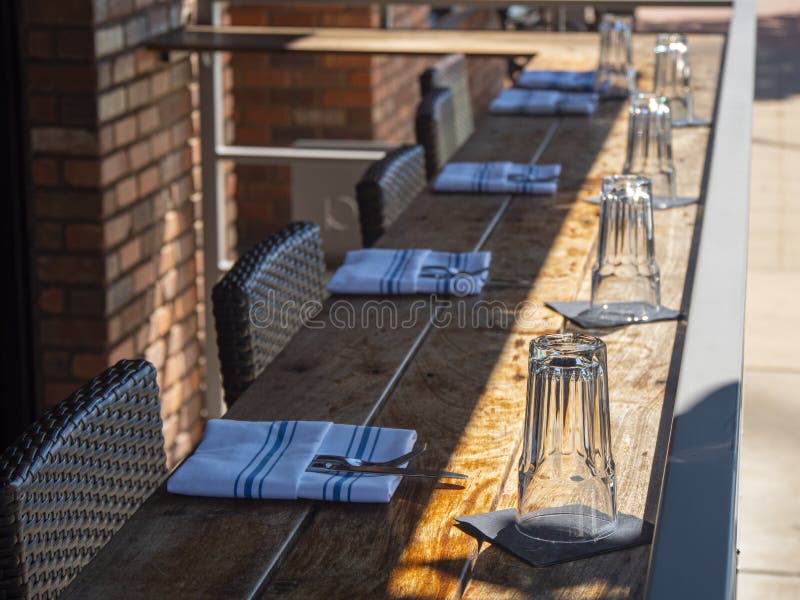 Empty Patio Dining Area stock image. Image of sidewalk - 155777407