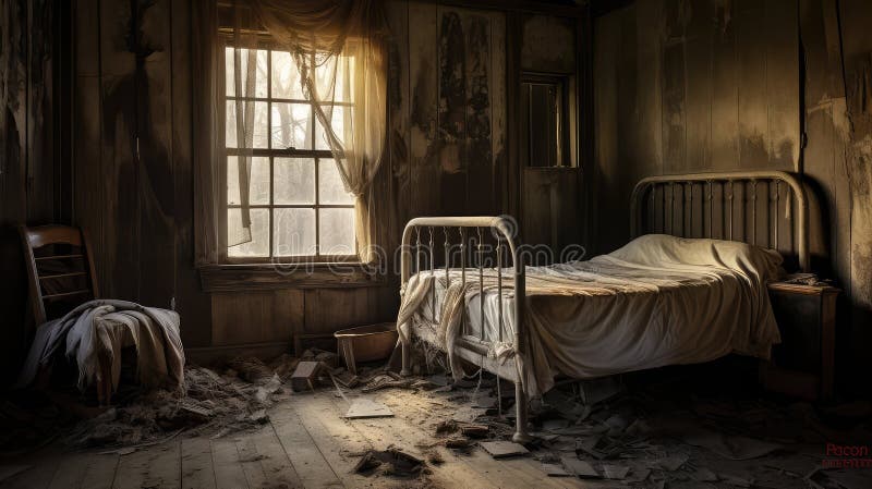 Empty Abandoned House Interior Stock Illustration - Illustration of ...