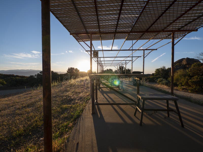 Empty Abandoned Outdoor Shooting Range Bays Stock Photo - Image of ...