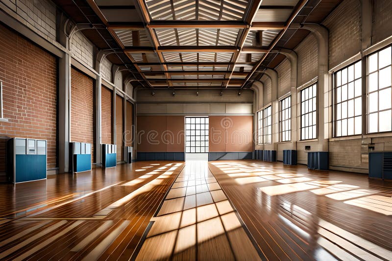 Empty Abandoned Rusty School Gym Background. Technology Stock ...