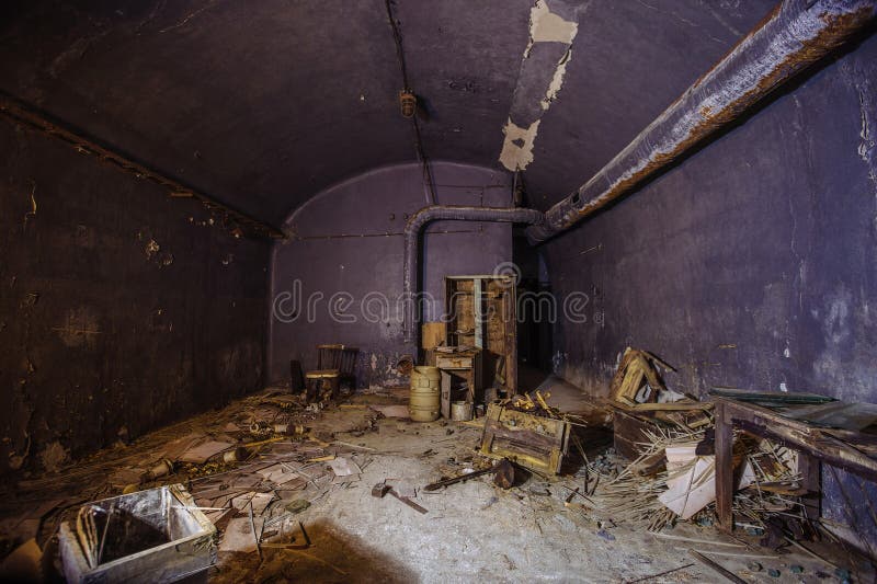 Empty Abandoned Underground Hall in Bunker Stock Photo - Image of world ...