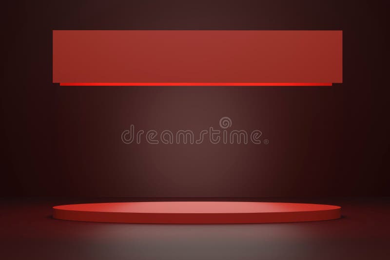 Empty Abstract Red Stage with Lighting and Podium Copy Space 3d Render ...