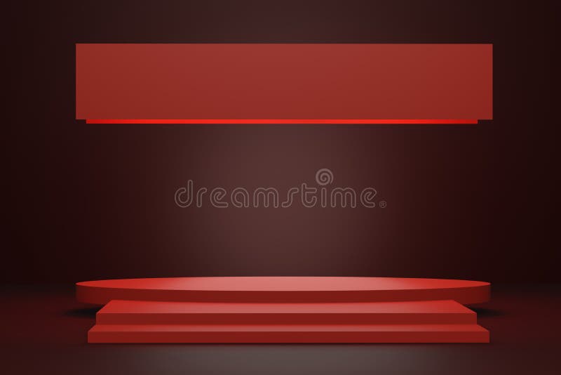 Empty Abstract Red Stage with Lighting and Podium Copy Space 3d Render ...
