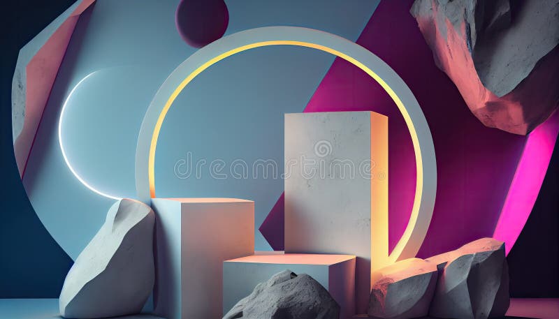 Empty Abstract Stone Light Scene Stage Podium Product Splay Background ...