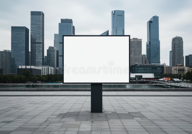 Modern Cityscape Large Blank Billboard Ideal Advertisement Information ...