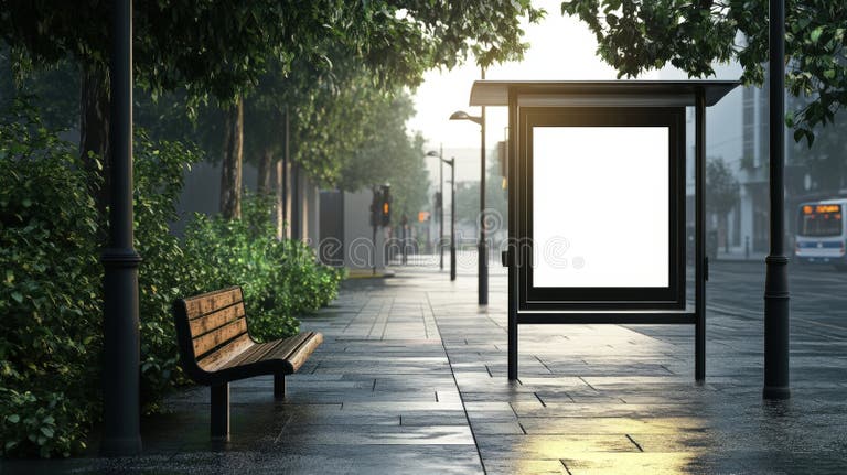 Empty Advertisement Frame at Bus Stop Stock Image - Image of ...