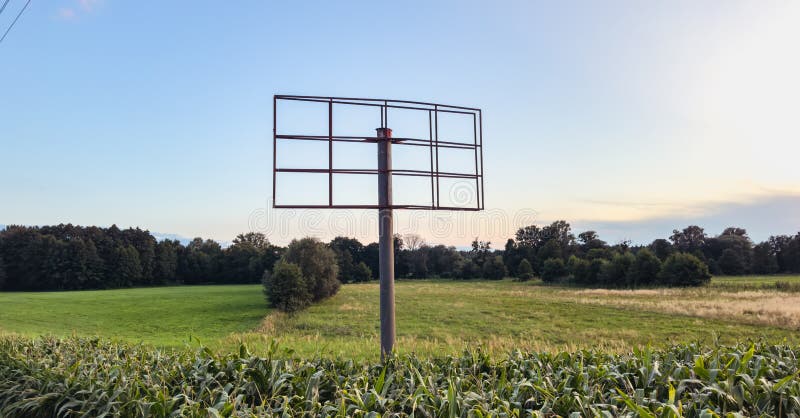 Empty Advertising Banner on the Field Ad Banner Outside. Empty ...