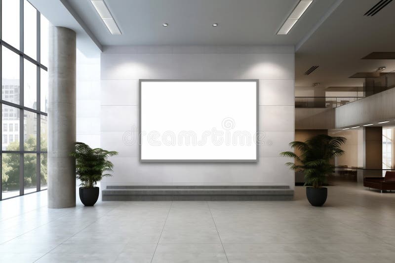Empty Advertising Billboard Frame in Office Lobby with Ample Copy Space ...