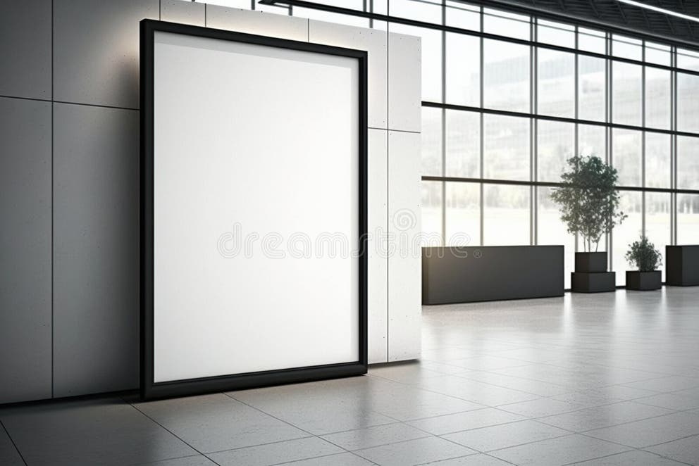 Empty Advertising Billboard Frame on Wall in Office, Created with ...