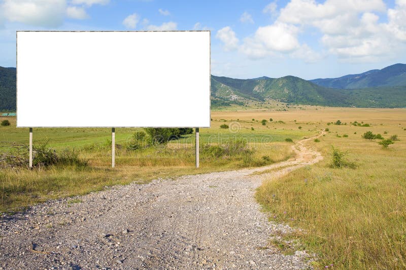 EMPTY ADVERTISING BILLBOARD in a RURAL LANDSCAPE with a Curved Country ...