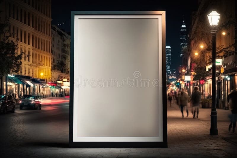 Empty Advertising Billboard Urban Mockup at Night City Stock Image ...