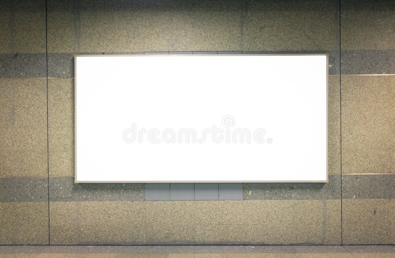 Empty Advertising Board on the Marble Wall Stock Image - Image of ...