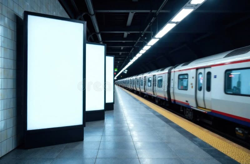 Empty Modern Subway Station Platform Efficient Design Stock Photos ...