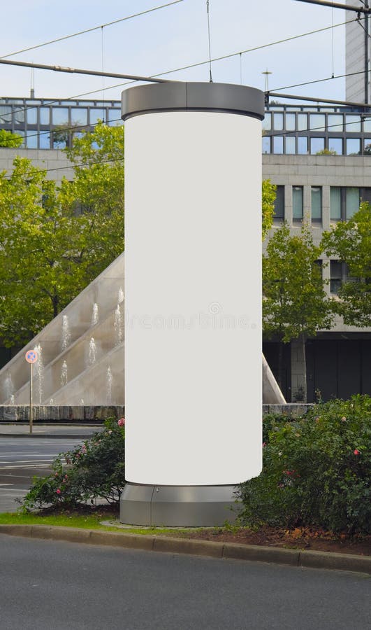 Empty Advertising Pillar in a City with Grey Free Copy Space, Promotion ...