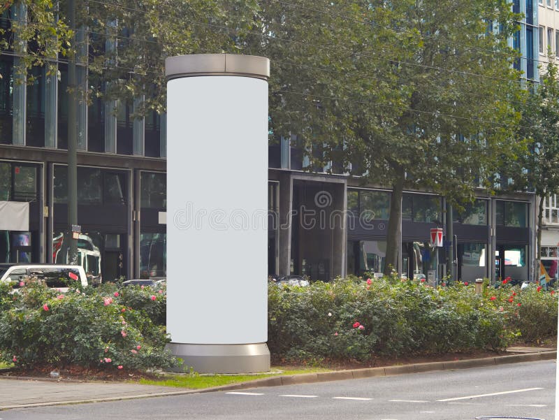 Empty Advertising Pillar in a City with Grey Free Copy Space, Promotion ...