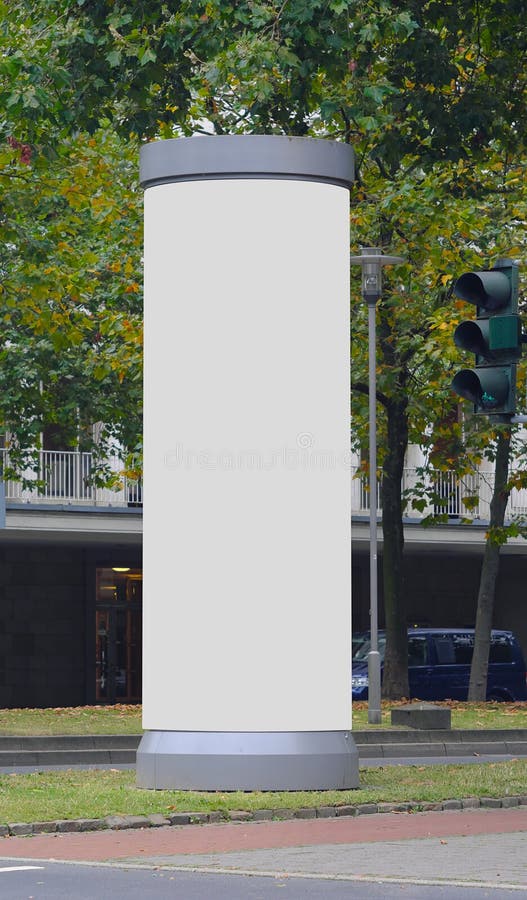 Empty Advertising Pillar in a City with Grey Free Copy Space, Promotion ...