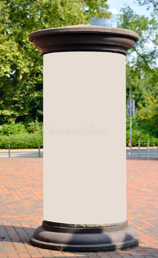Empty Advertising Pillar in a City with Grey Free Copy Space, Promotion ...