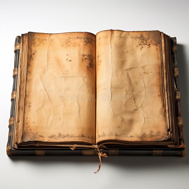 Empty, Aged Book Pages on Display, Set Against a White Surface Stock ...