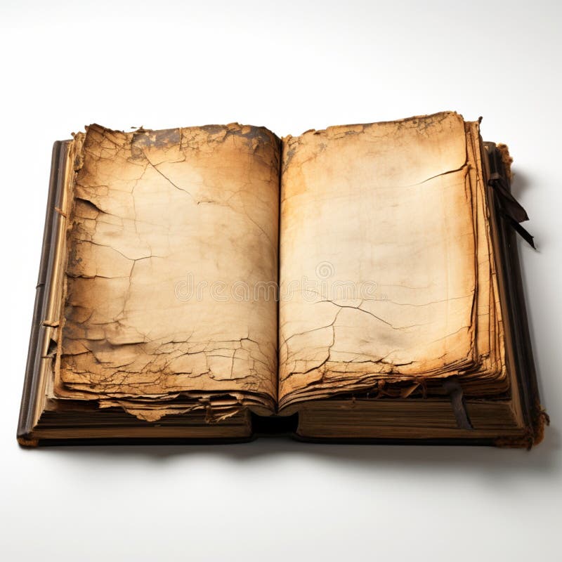 Empty, Aged Book Pages on Display, Set Against a White Surface Stock ...