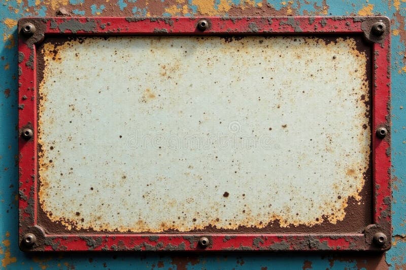 Empty, Aged Metal Sign; Rectangular Frame, Peeling Paint, Blank, Retro ...
