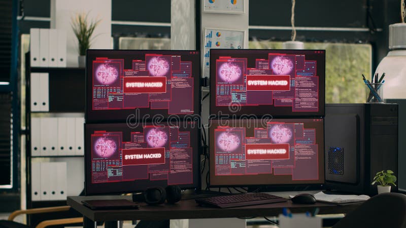Empty Agency Office with Multiple Monitors Showing System Crash Stock ... Empty Agency Office with Multiple Monitors Showing System Crash Stock ...