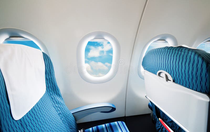 Empty Aircraft Seats. Interior of Passenger Plane Stock Photo - Image ...