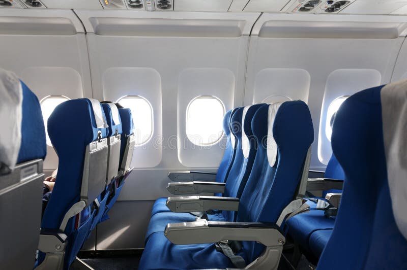 Empty aircraft seats stock image. Image of aeroplane - 89437699