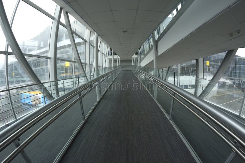 Empty Aircraft Walkway, Inside Bridge To Planes Stock Photo - Image of ...